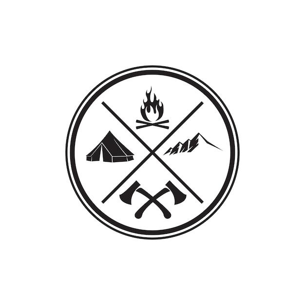 Outdoor Adventure Emblem with Camping Symbols | Jiffy Designs