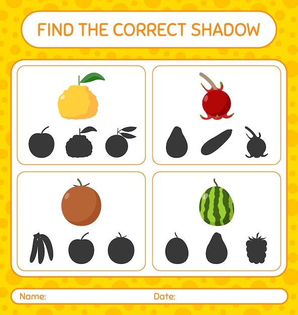 Vibrant Fruit and Vegetable Shadow Matching Game | Jiffy Designs