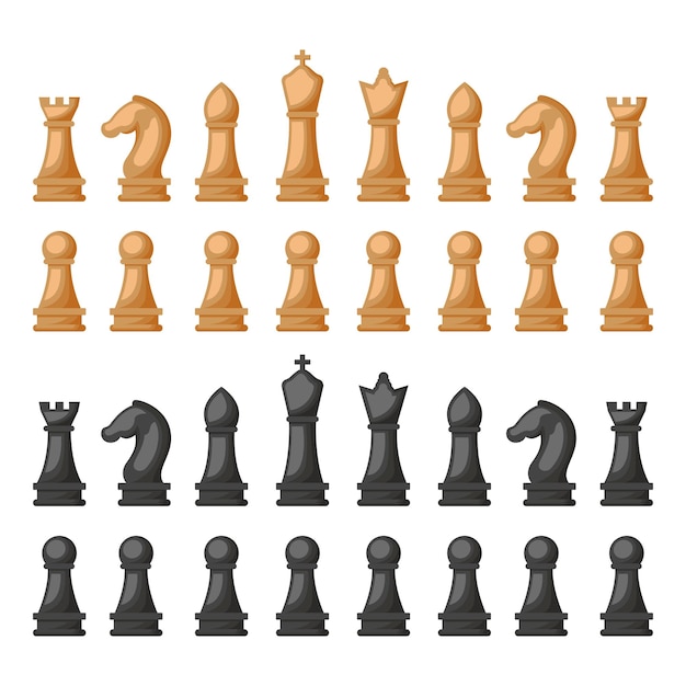 Comprehensive Chess Piece Collection: Elegant Wooden and Sleek Black ...