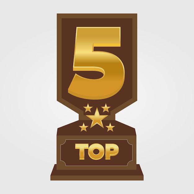 Prestigious Five-Star Award Trophy with Golden Number | Jiffy Designs