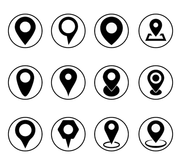 Diverse Map Marker Icons in Minimalist Black and White | Jiffy Designs