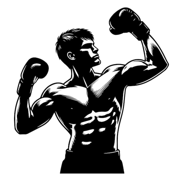 Powerful Boxer Flexing Muscles in Silhouette | Jiffy Designs