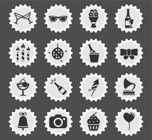 Diverse Collection of Stylized Monochrome Icons for Design Versatility ...