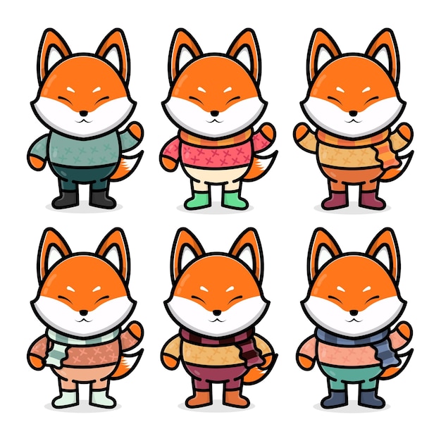 Charming Collection of Playful Fox Characters in Vibrant Outfits ...