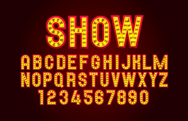 Vibrant Marquee-Style Lettering with Glowing Bulbs and Numbers | Jiffy ...