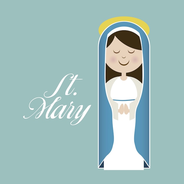 Serene Illustration of the Virgin Mary in Elegant Attire | Jiffy Designs