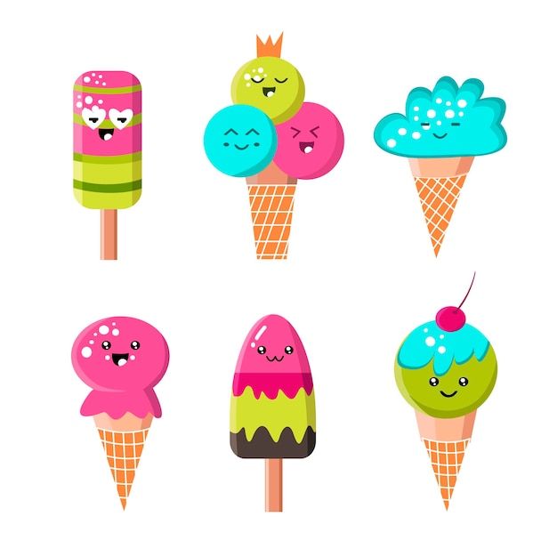 Vibrant and Whimsical Ice Cream Collection with Playful Characters ...