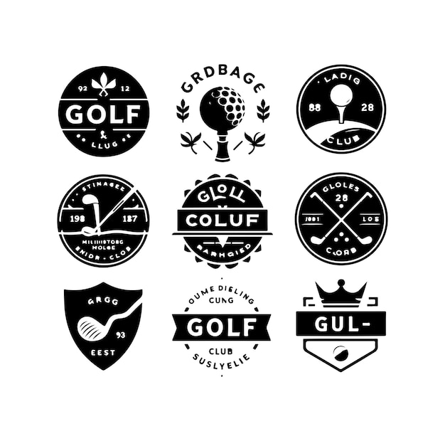 Diverse Collection of Stylish Golf Logos and Emblems in Black and White ...