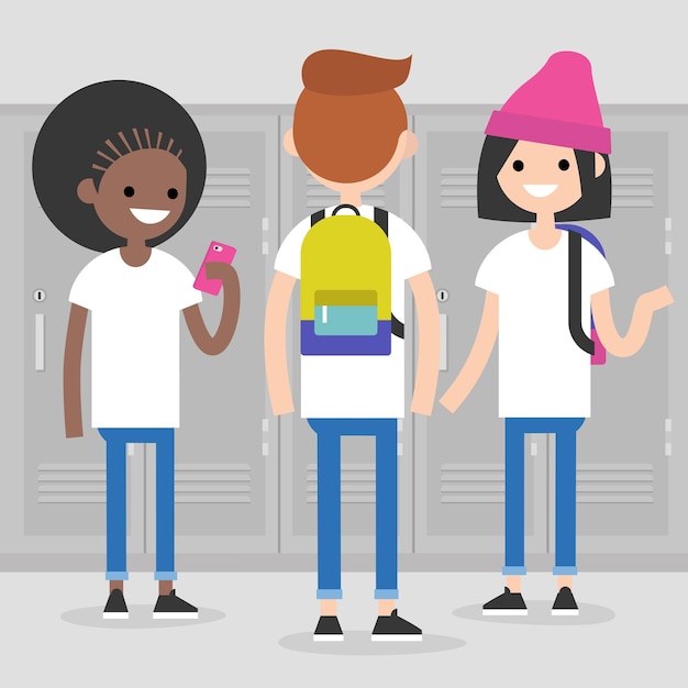Diverse Group of Friendly Students in School Hallway | Jiffy Designs