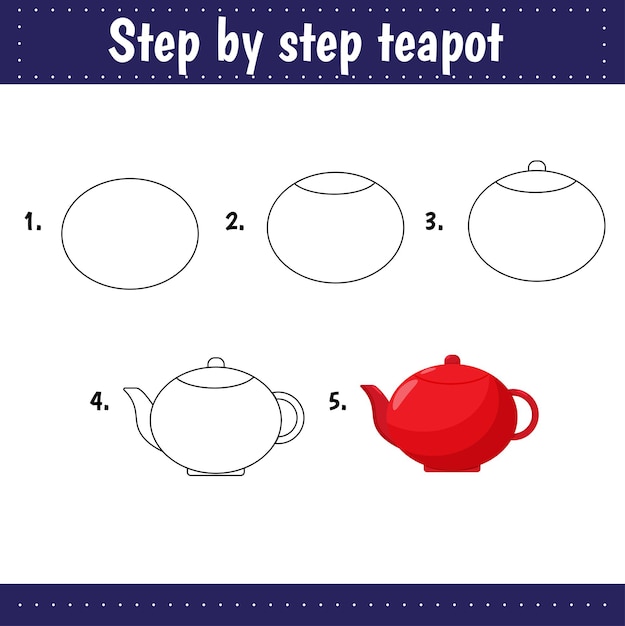 Detailed Step-by-Step Guide to Drawing a Vibrant Teapot | Jiffy Designs