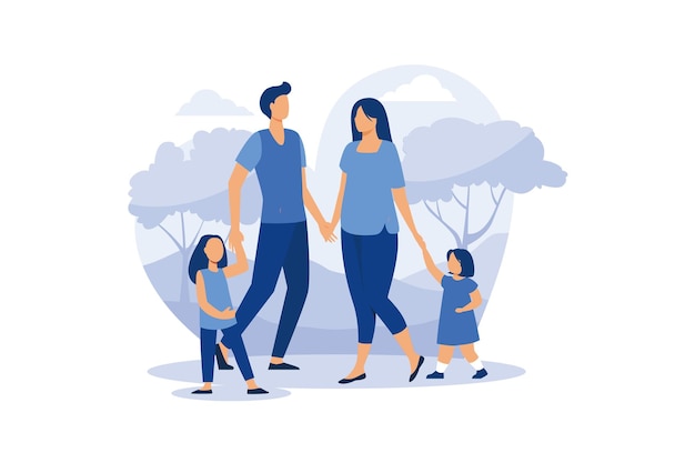 happy family mother father daughter son holding hands complete ...