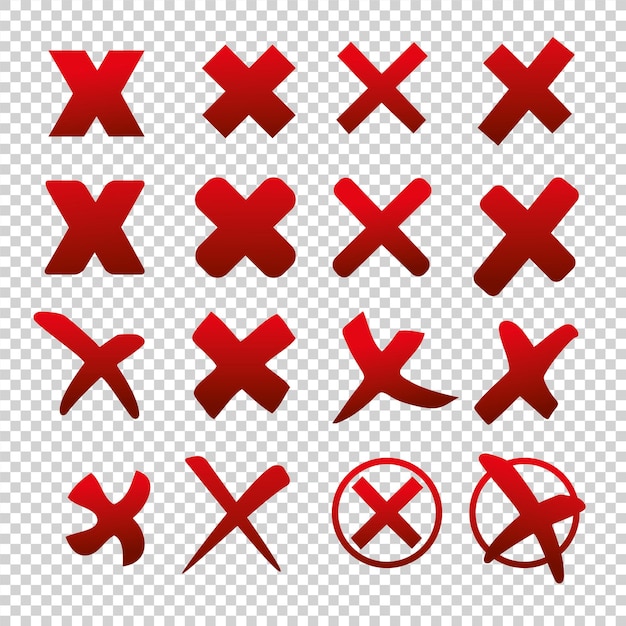 Striking Red X Marks Across Transparent Background | Jiffy Designs