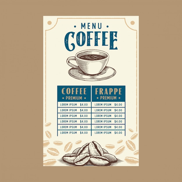 Vintage Coffee Shop Menu Showcasing Aromatic Drinks and Pastries ...