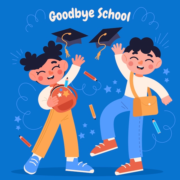 Cheerful Students Celebrate Goodbye to School | Jiffy Designs