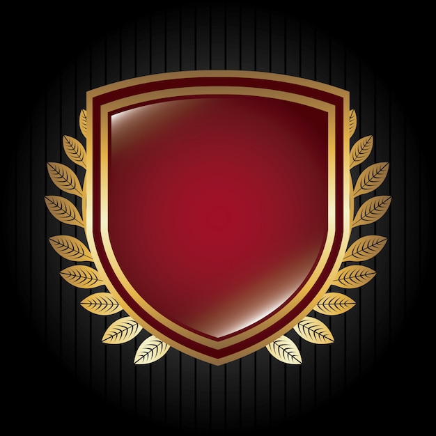 Golden Laurel Wreath Encircling a Red Burgundy Shield Emblem | Jiffy ...