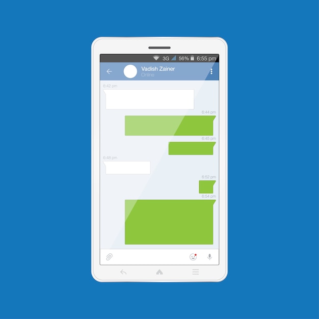 Minimalist Mobile Messaging Interface on Solid Blue Background | Jiffy ...