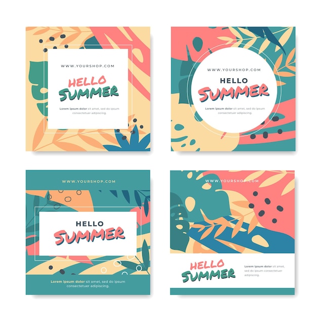 Vibrant Collection of Summer-Themed Illustrations with Playful Patterns ...