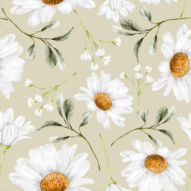 Elegant Daisy Floral Pattern on Neutral Background | Jiffy Designs