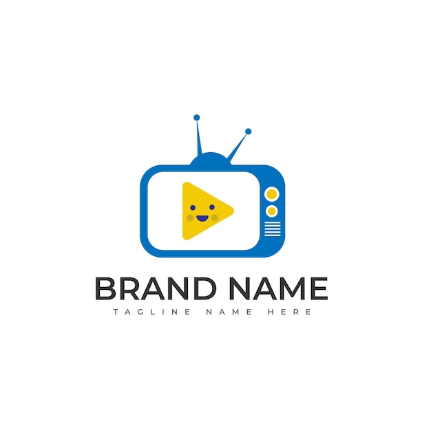 Cheerful Retro TV Logo with Playful Cartoon Character | Jiffy Designs