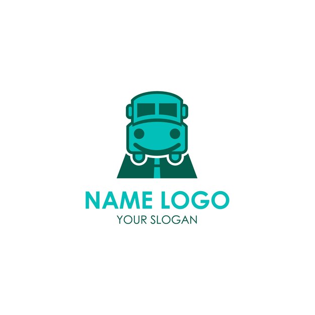 Cheerful Teal Cartoon Bus Logo with Slogan | Jiffy Designs