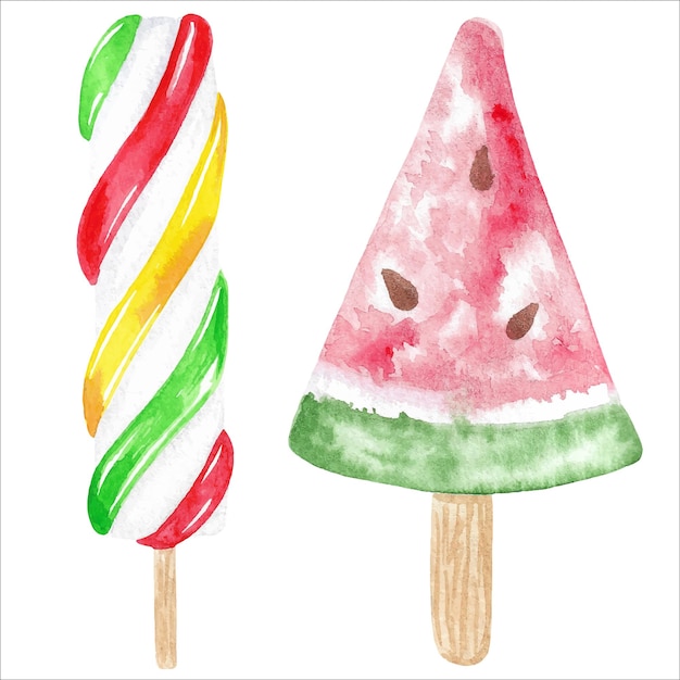 Vibrant Watermelon Ice Lolly and Colorful Candy Swirl | Jiffy Designs
