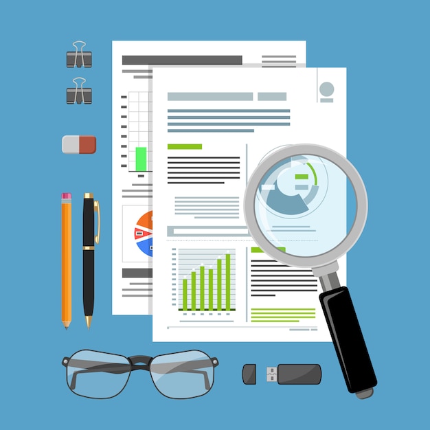 Detailed Financial Analysis Report with Magnifying Glass | Jiffy Designs