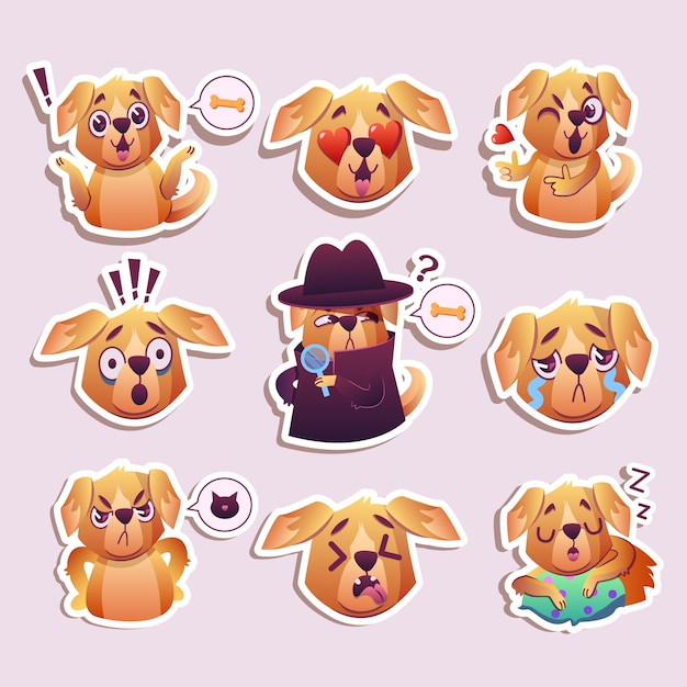 Playful Pup Sticker Pack: Adorable Canine Expressions and Accessories ...