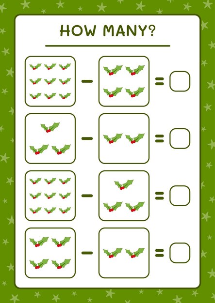 Festive Holly Counting Worksheet for Kids | Jiffy Designs