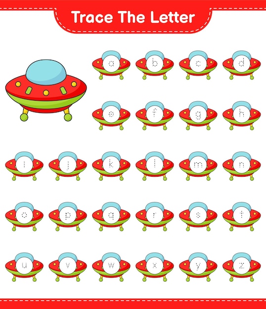 Trace the Alphabet Letters on Cute Alien Spaceships | Jiffy Designs