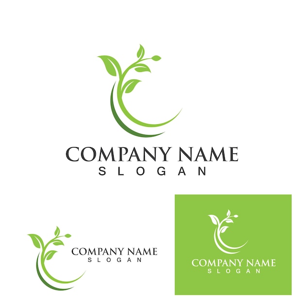 Organic Green Plant Sprout Logo with Company Name Slogan | Jiffy Designs