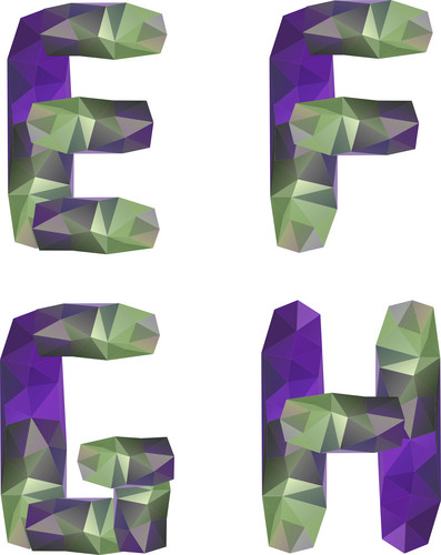 Geometric Crystal Alphabet. Letters E, F, G, H | Jiffy Designs