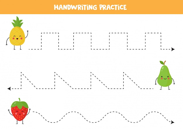 Adorable Fruit Characters in Handwriting Practice | Jiffy Designs
