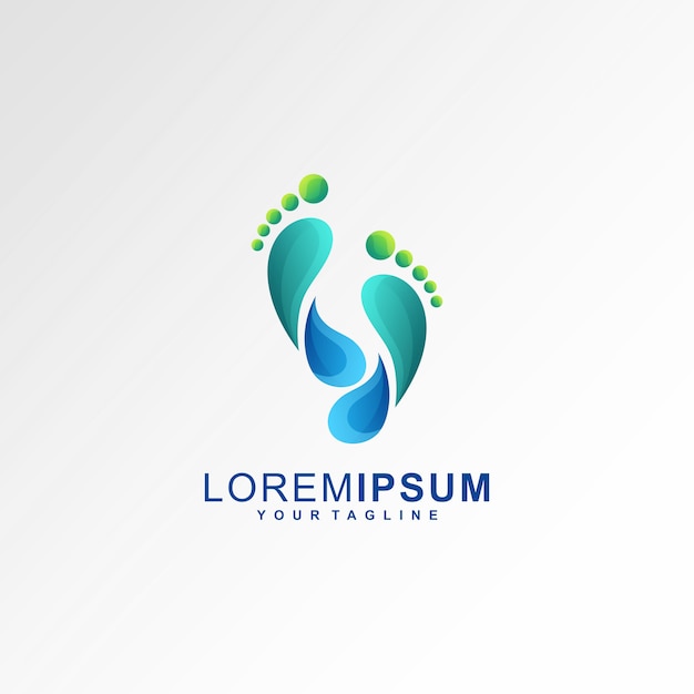 Vibrant Footprint Logo with Flowing Water and Leaves | Jiffy Designs