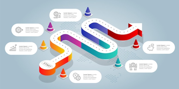 Vibrant Isometric Roadmap with Infographic Elements | Jiffy Designs