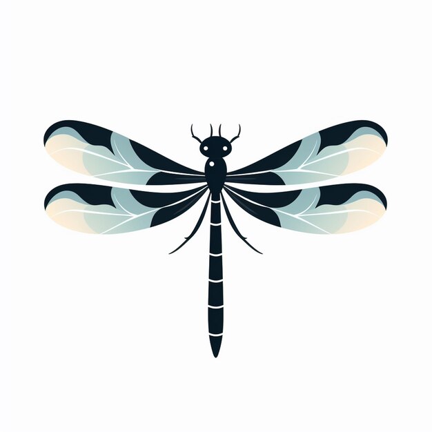 Stylized Dragonfly Illustration with Geometric Patterns and Symmetry ...