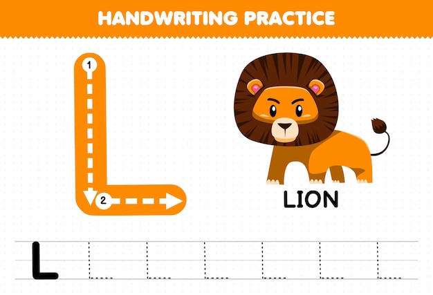 Adorable Lion Handwriting Practice for Children | Jiffy Designs