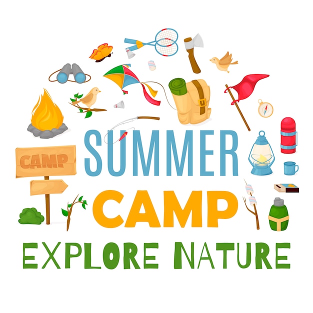 Vibrant Summer Camp Invitation: Explore Nature's Wonders | Jiffy Designs
