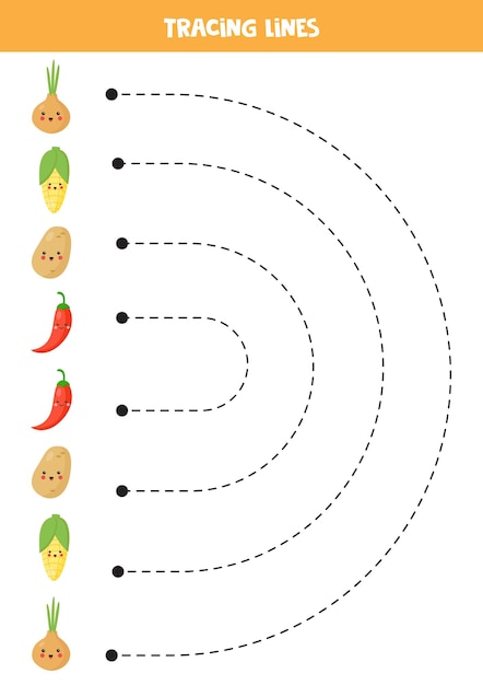 Cute Vegetable Shapes with Tracing Lines | Jiffy Designs