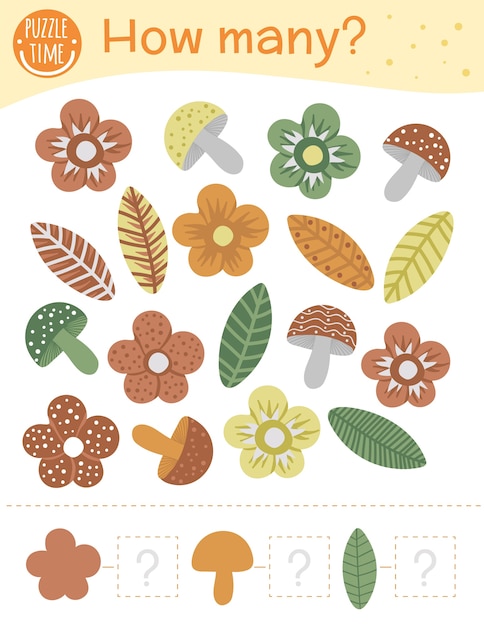 Counting Autumn Nature Elements: Flowers, Leaves, and Mushrooms | Jiffy ...