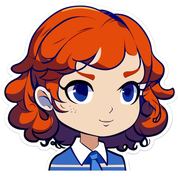 Charming Chibi Character with Vibrant Orange Curls | Jiffy Designs