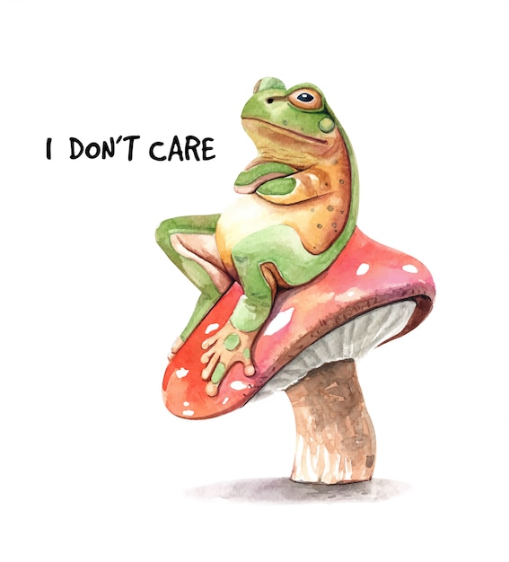 Carefree Frog Perched on Vibrant Mushroom | Jiffy Designs