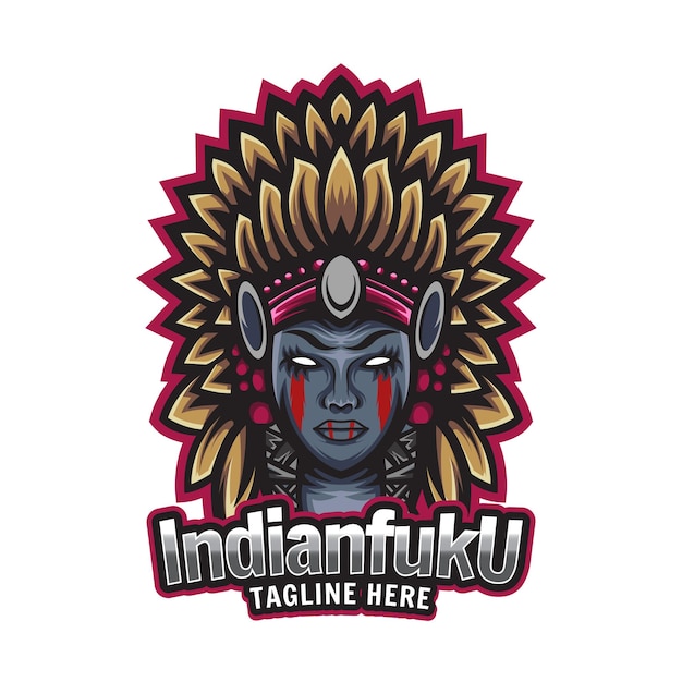 Captivating Indigenous Warrior Emblem with Vibrant Feathered Headdress ...