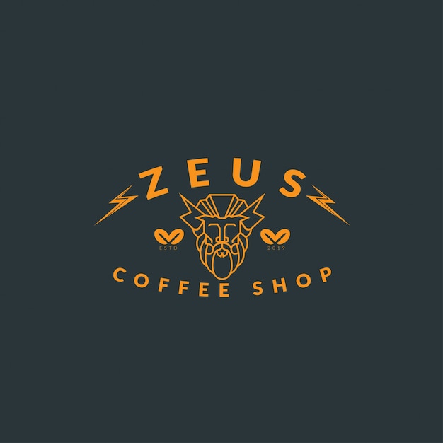 Vibrant Zeus Coffee Shop Logo with Thunderbolt Icon | Jiffy Designs
