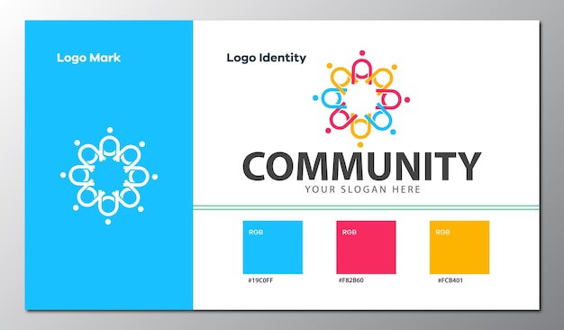 Vibrant Interconnected Community Logo with Colorful Rings | Jiffy Designs