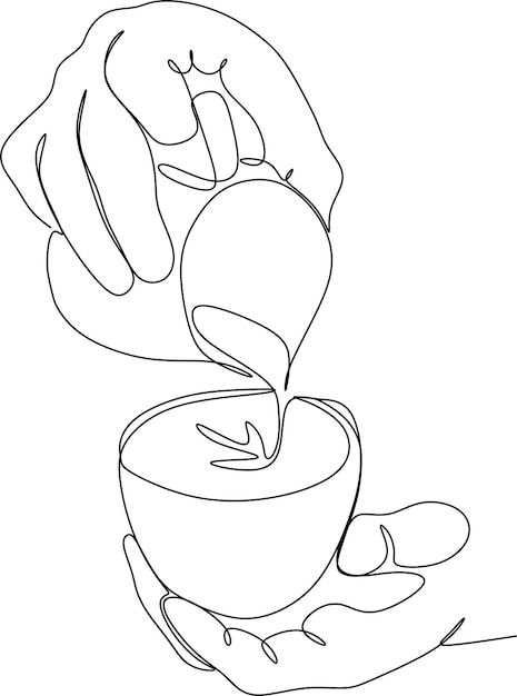 Minimalist Illustration of a Hand Pouring Coffee | Jiffy Designs