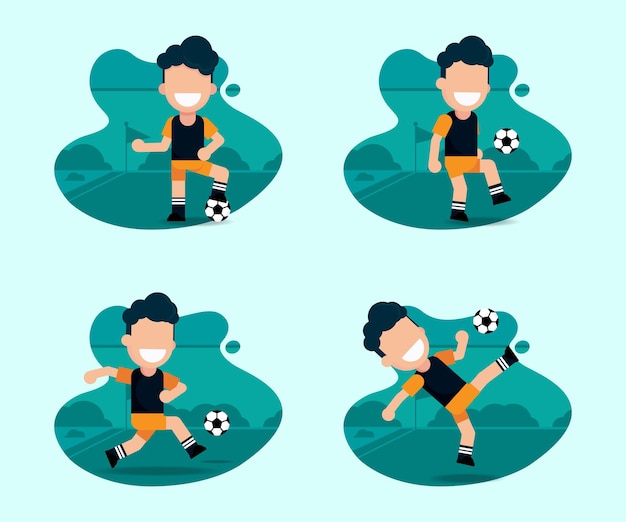 Playful Soccer Players in Vibrant Oval Illustrations | Jiffy Designs