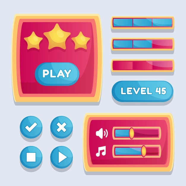 Vibrant Video Game Interface Elements Collection | Jiffy Designs