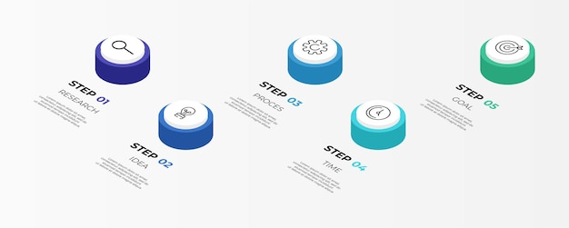 Vibrant Isometric Steps - Minimalist Process Infographic | Jiffy Designs
