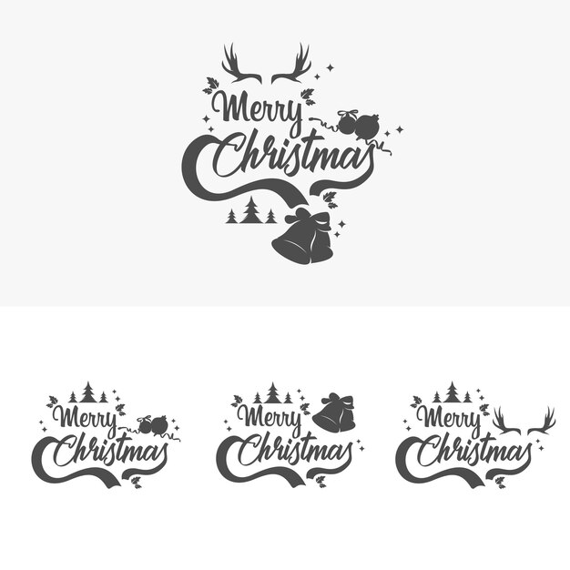 Festive Silhouette Illustration of Christmas Greetings and Symbols ...