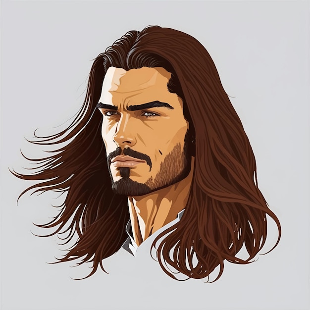 Rugged Warrior with Flowing Locks and Determined Gaze | Jiffy Designs